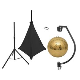 Eurolite Set Spiegelkugel 50cm gold mit Stativ und Segel schwarz