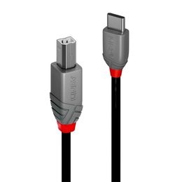 Lindy 2m USB 2.0 Typ C an B Kabel, Anthra Line - USB Typ C Stecker an B Stecker