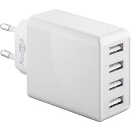 goobay 4-fach USB-Ladeger&auml;t (30 W) wei&szlig;, Mehrfach USB-Netzteil mit 4x USB-Anschl&uuml;ssen