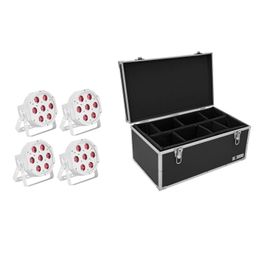 Eurolite Set 4x LED SLS-7 HCL Floor wei&szlig; + Case