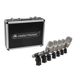 Omnitronic MIC 77-7LMH MK2 Schlagzeug-Mikrofonset - 7-teiliges Mikrofon-Komplettset f&uuml;r Drumsets