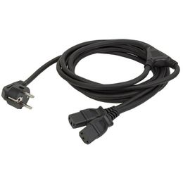 Showtec Schutzkontakt auf 2x Kaltger&auml;te ( IEC ) Kabel 3m