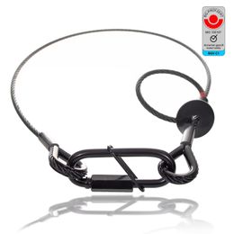 Saveking Sicherungsseil 20kg, 3mm, 100cm, schwarz, mit D&auml;mpfungselement und Schnellverbindungsglied