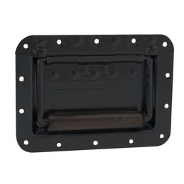 Adam Hall ah Hardware 34085 BLK - Klappgriff gro&szlig; gefedert in Einbauschale 14mm tief, schwarz