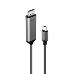 Lindy 43504 - 2m Bi-Direktionales USB Typ C zu DisplayPort 8K60Hz Kabel