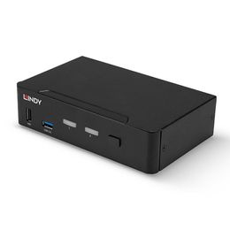 Lindy 39312 2 Port KVM Switch, DisplayPort 1.4, USB 3.0 & Audio - Schaltet zwischen 2