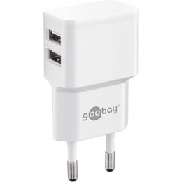 goobay Dual USB-Ladeger&auml;t (12 W) wei&szlig;, kompaktes USB-Netzteil mit 2x USB-Anschl&uuml;ssen