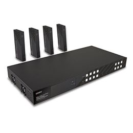 Lindy 150m Cat.6 4x4 HDMI 4K60 HDBaseT Matrix Extender - Set mit HDBaseT-Sender und 4 Empf&auml;ngern