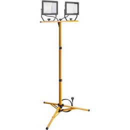 goobay LED-Baustrahler mit Teleskopstativ, 2x 50 W mit insgesamt 8500 lm und kaltwei&szlig;em Licht (6500 K), (IP65)
