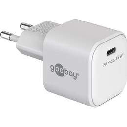 goobay USB-C PD GaN Schnellladeger&auml;t Nano (45 W) wei&szlig; 1x USB-C -Anschluss (Power Delivery)