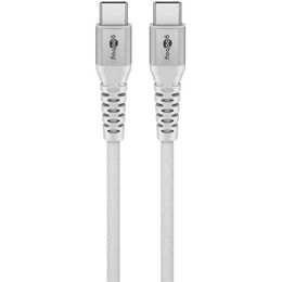 goobay USB-C Supersoftes Textilkabel mit Metallsteckern, 2 m, wei&szlig;
