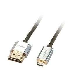 Lindy 41681 CROMO Slim High-Speed-HDMI -Kabel mit Ethernet, Typ A/D, 1m - Monitorkab
