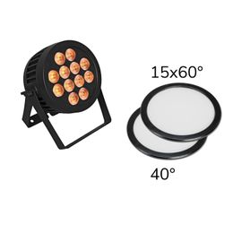 Eurolite Set LED IP PAR 12x8W QCL Spot + 2x Diffusorscheibe (15x60&deg; und 40&deg;)