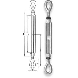 SAFETEX Spannschloss hochfest, &Ouml;se/&Ouml;se mit besonders langem Spannweg, 1/2" x 6", 1000 kg