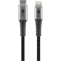 goobay Lightning USB-C Textilkabel mit Metallsteckern, 1 m