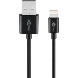 goobay Lightning USB Lade- und Synchronisationskabel, 2 m, Schwarz