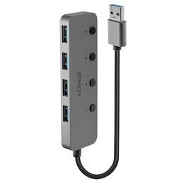 Lindy 43309 4 Port USB 3.0 Hub mit Ein-/Ausschaltern - Vier zus&auml;tzliche USB Ports - e