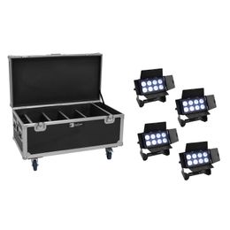 Eurolite Set 4x AKKU Multiflood IP 8x10W RGBW Wash CRMX + Case mit Ladefunktion