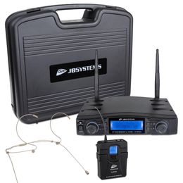 JB Systems HF-TWIN RECEIVER SET SKIN - Funkmikrofon Set mit Taschensender, Headset und Lavalier-Mikrofon