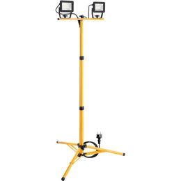 goobay LED-Baustrahler mit Teleskopstativ, 2x 20 W, mit insgesamt 3400 lm und neutralwei&szlig;em Licht (4000 K), (IP65)