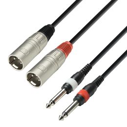 Adam Hall ah Cables K3 TMP 0100 - Audiokabel 2 x XLR-Stecker auf 2 x 6,3 mm Mono-Klinke-Stecker, 1 m