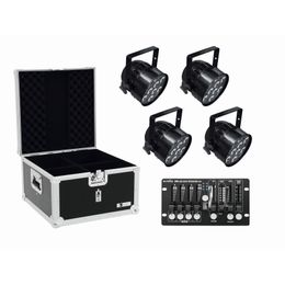 Eurolite Set 4x LED PAR-56 QCL sw + Case + Controller
