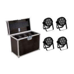 Eurolite Set 4x LED 7C-7 Silent Slim Spot + Case