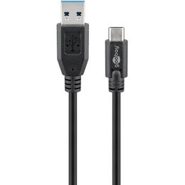goobay USB-C auf USB A 3.0 Kabel, schwarz, 0.5 m - USB 3.0-Stecker (Typ A) > USB-C -Stecker