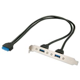 Lindy 33096 USB 3.0 Slotblechadapter, 2 x USB 3.0 Typ A Kupplung - Externe USB 3.0 Sc
