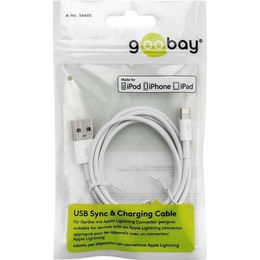 goobay Lightning USB Lade- und Synchronisationskabel, 2 m, Wei&szlig; - MFi Kabel f&uuml;r Apple iPhone/iPad We