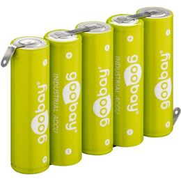goobay 5x AA (Mignon) - 2100 mAh, Gr&uuml;n - L&ouml;tfahne (Z), Nickel-Metallhydrid Akku (NiMH), 6 V