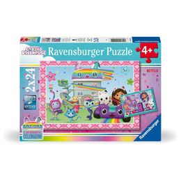 RAVENSBURGER VERLAG Kinderpuzzle 2x24 Teile - Gabby's Dollhouse - Bereit zu feiern!