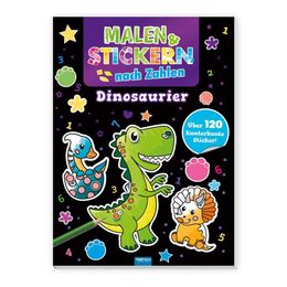 Tr&ouml;tsch Besch&auml;ftigungsbuch Malbuch Malen und Stickern nach Zahlen Dinosaurier