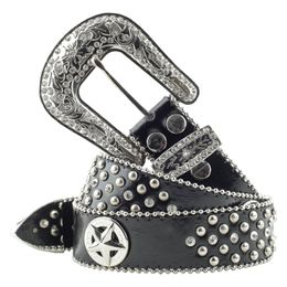 STARS & STRIPES G&uuml;rtel mit Glitzer, Nieten und Conchos schwarz M (ca. 84 cm)