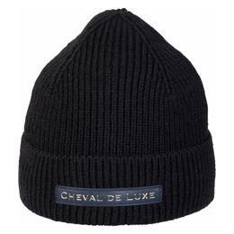 Cheval de Luxe Strickm&uuml;tze mit Logopatch schwarz Damen Einheitsgr&ouml;&szlig;e