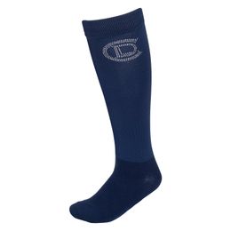Cheval de Luxe Thinsocks mit Glitzerlogo blau 39-42