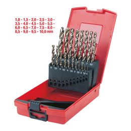 KS Tools HSS-G Co 5 Spiralbohrer-Satz, Kunststoffkassette 19-teilig 1-10mm (330.3620)