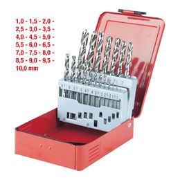 KS Tools HSS-G Spiralbohrer-Satz, Stahlblechkassette, 19-teilig 1-10mm (330.2610)