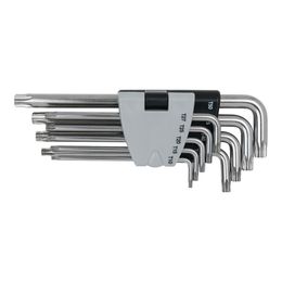 KS Tools EDELSTAHL TX-Winkelstiftschl&uuml;ssel mit Bohrung, lang, 9-teilig (964.0620)