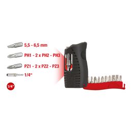 KS Tools 1/4" CLASSIC Mini-Bit-Etui, 11-teilig Schlitz, PH, PZ (911.2840)