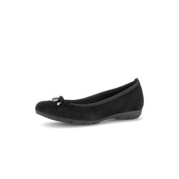 Gabor Damen Ballerina, Gr. 40,5, schwarz, Ziegenveloursleder, Schuhe, Keilabsatz, Businessschuh mit komfortablem Elastikeinfass