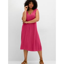 sheego Gro&szlig;e Gr&ouml;&szlig;en Jerseykleid mit Raffung vorne, &auml;rmellos, pink, Gr&ouml;&szlig;e 44 - Damen
