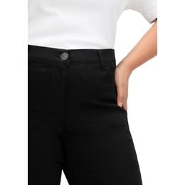 sheego Damen Bootcuthose, Schwarz, Gr. 48, Weite Hosen, Material: Baumwolle