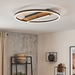 hofstein Hadel Deckenleuchte LED Holzoptik, Schwarz, 1-flammig