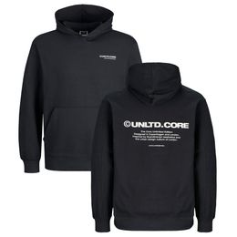 Jack & Jones Herren Gro&szlig;e Gr&ouml;&szlig;en | Jack&Jones Hoodie mit Print auf Vorder- und R&uuml;ckseite Farbe schwarz Gr&ouml;&szlig;e: 5XL