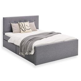 Homestyle4u Polsterbett, Grau, Textil, 2 Schubladen, 120x200 cm, Schlafzimmer, Betten, Polsterbetten