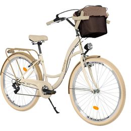 Milordbikes City-Fahrrad, Creme, Braun, Metall, 46 cm, Freizeit, Sport & Fitness, Fahrr&auml;der, Citybike