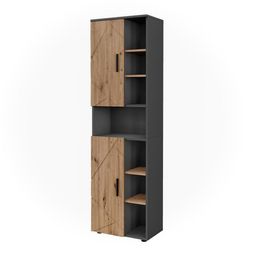 VICCO Hochschrank, Anthrazit, Honigeiche, Holzwerkstoff, 8 F&auml;cher, Rechteckig, 50x172x30 cm, Badezimmer, Badezimmerschr&auml;nke, Hochschr&auml;nke