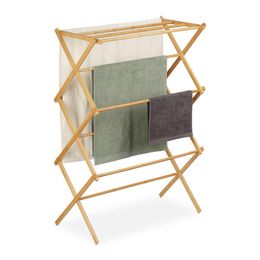 Relaxdays Handtuchst&auml;nder, Hellbraun, Holz, 74x106x36 cm, Badaccessoires, Duschzubeh&ouml;r, Handtuchst&auml;nder