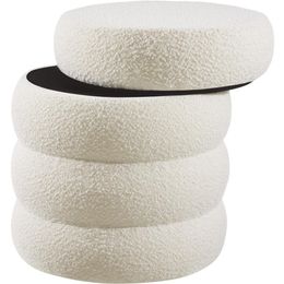 TecTake Sitzhocker, Creme, Wei&szlig;, Holz, Rund, 42x47x42 cm, Wohnzimmer, Hocker